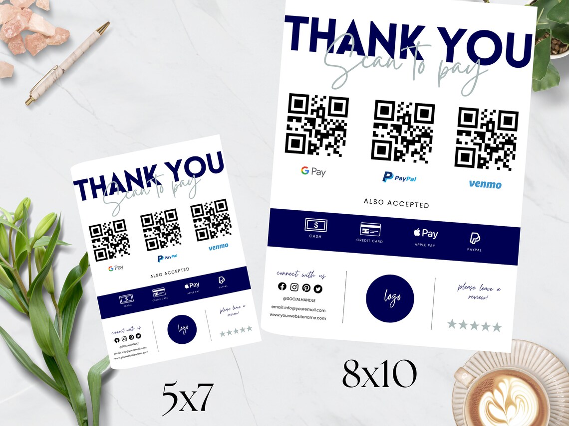 Editable QR Code Sign Printable Payment Sign Scan to Pay - Etsy