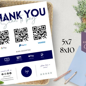 Editable QR Code Sign Printable Payment Sign Scan to Pay - Etsy