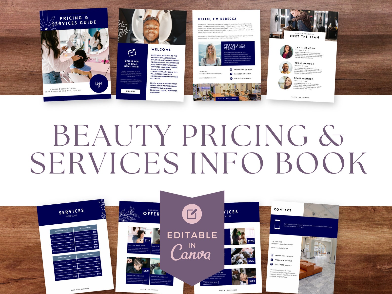 Day Spa Pricing Services Editable Guide Canva Beauty Spa - Etsy