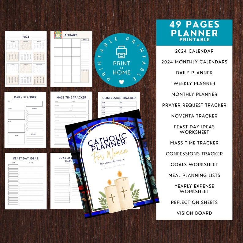 Womens Catholic Planner Printable, 2025 Planner for Women, Novena ...