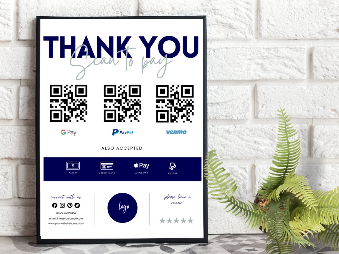 Editable QR Code Sign Printable Payment Sign Scan to Pay - Etsy
