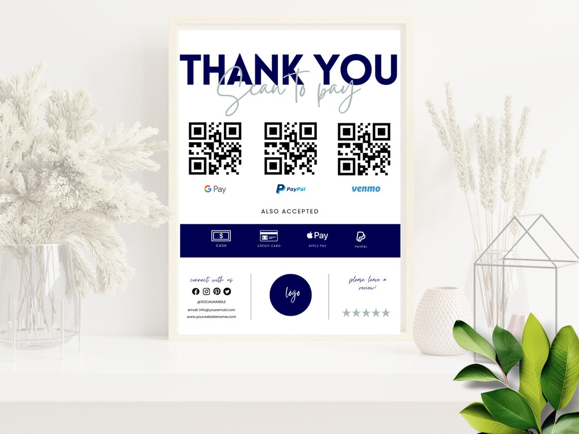 Editable QR Code Sign Printable Payment Sign Scan to Pay - Etsy