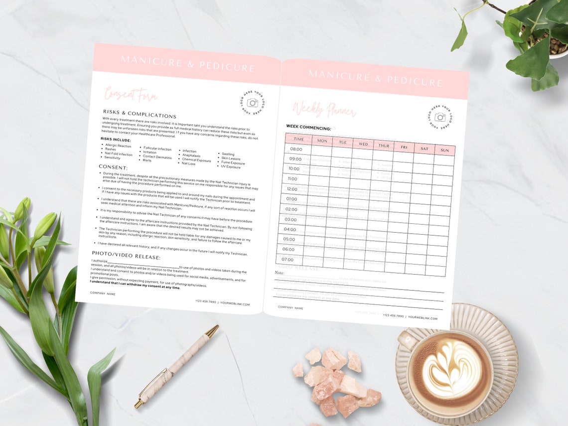 Nail Tech Form Bundle for Manicure and Pedicures, Manicure Consultation ...