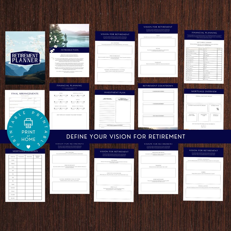 Retirement Planner Printable Define Retirement Vision Prompts ...