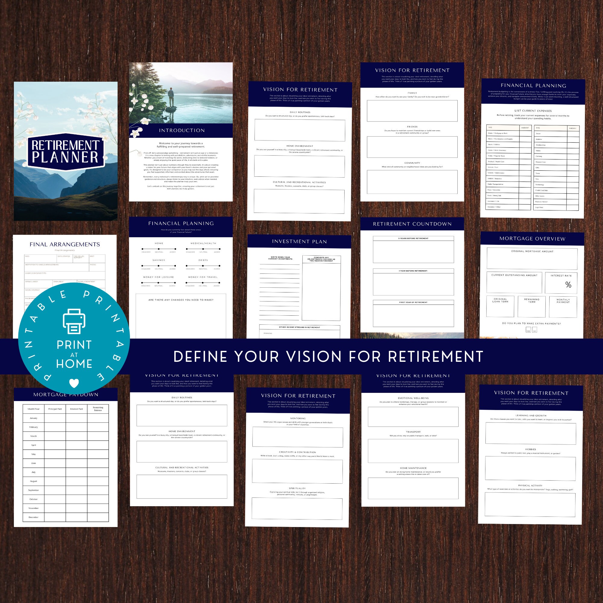 Retirement Planner Printable Define Retirement Vision Prompts ...