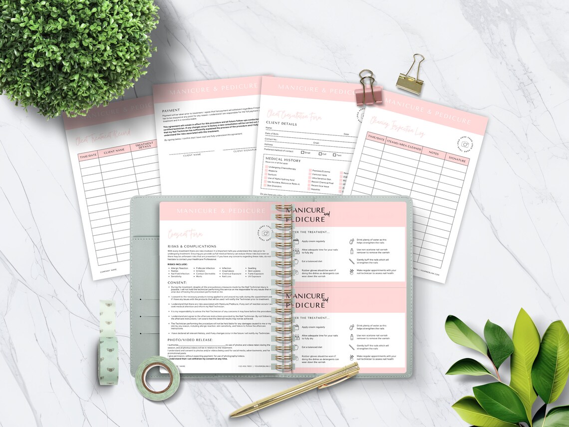 Nail Tech Form Bundle for Manicure and Pedicures, Manicure Consultation ...