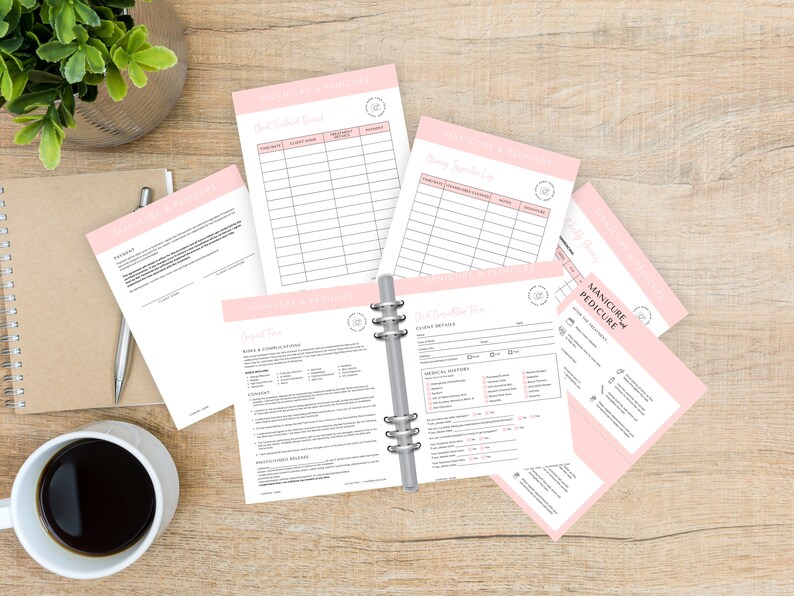 Nail Tech Form Bundle for Manicure and Pedicures, Manicure Consultation ...