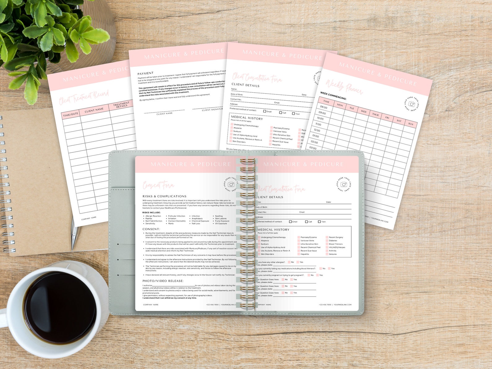 Nail Tech Form Bundle for Manicure and Pedicures, Manicure Consultation ...