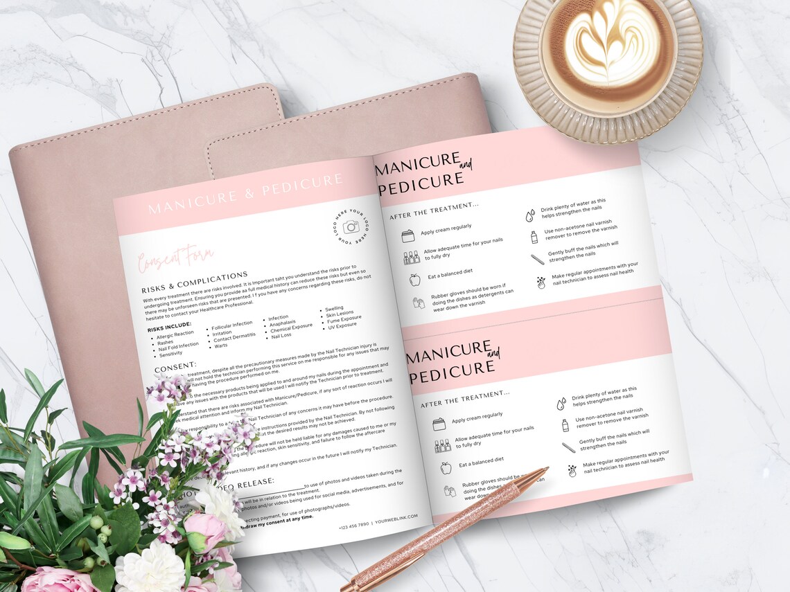 Nail Tech Form Bundle for Manicure and Pedicures, Manicure Consultation ...