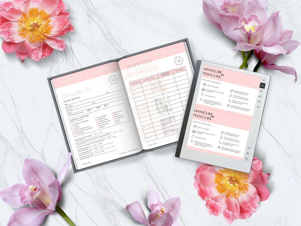 Nail Tech Form Bundle for Manicure and Pedicures, Manicure Consultation ...