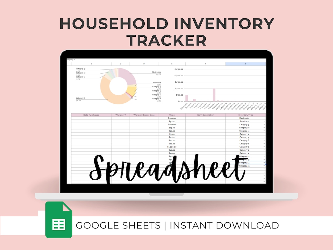 Home Inventory Tracker Google Sheets, Office Inventory Spreadsheet ...