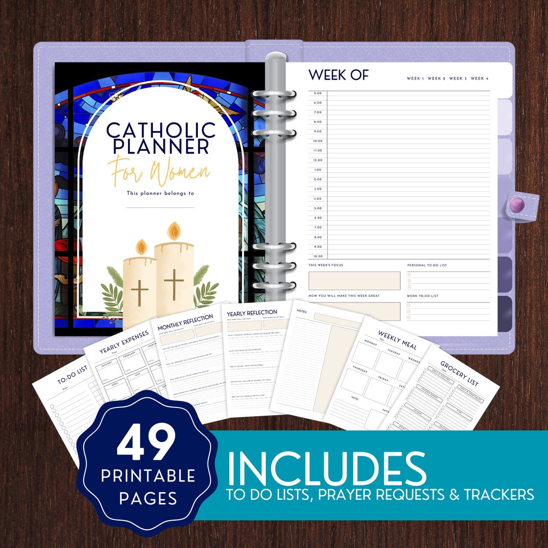 Womens Catholic Planner Printable, 2024 Planner for Women, Novena ...