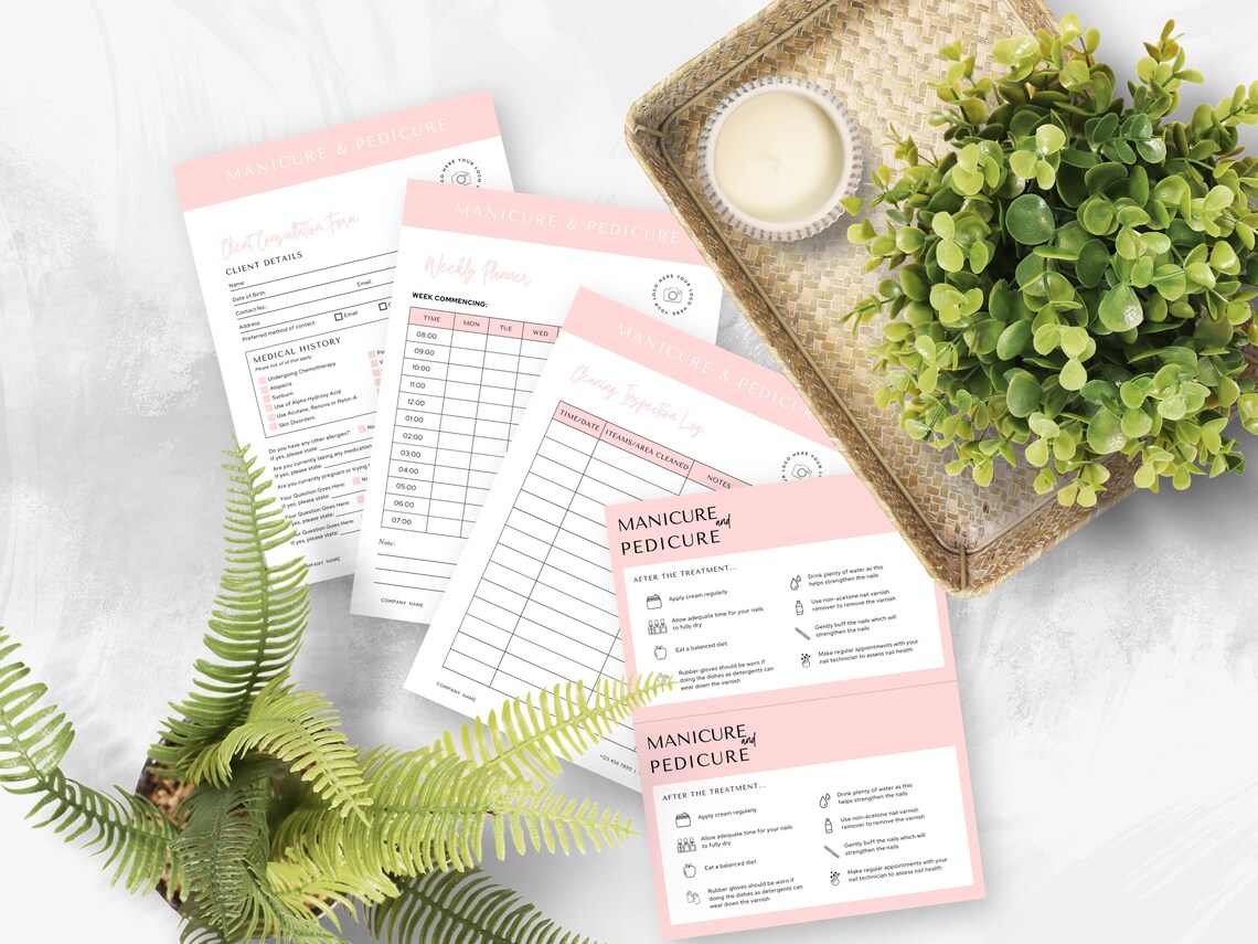 Nail Tech Form Bundle for Manicure and Pedicures, Manicure Consultation ...