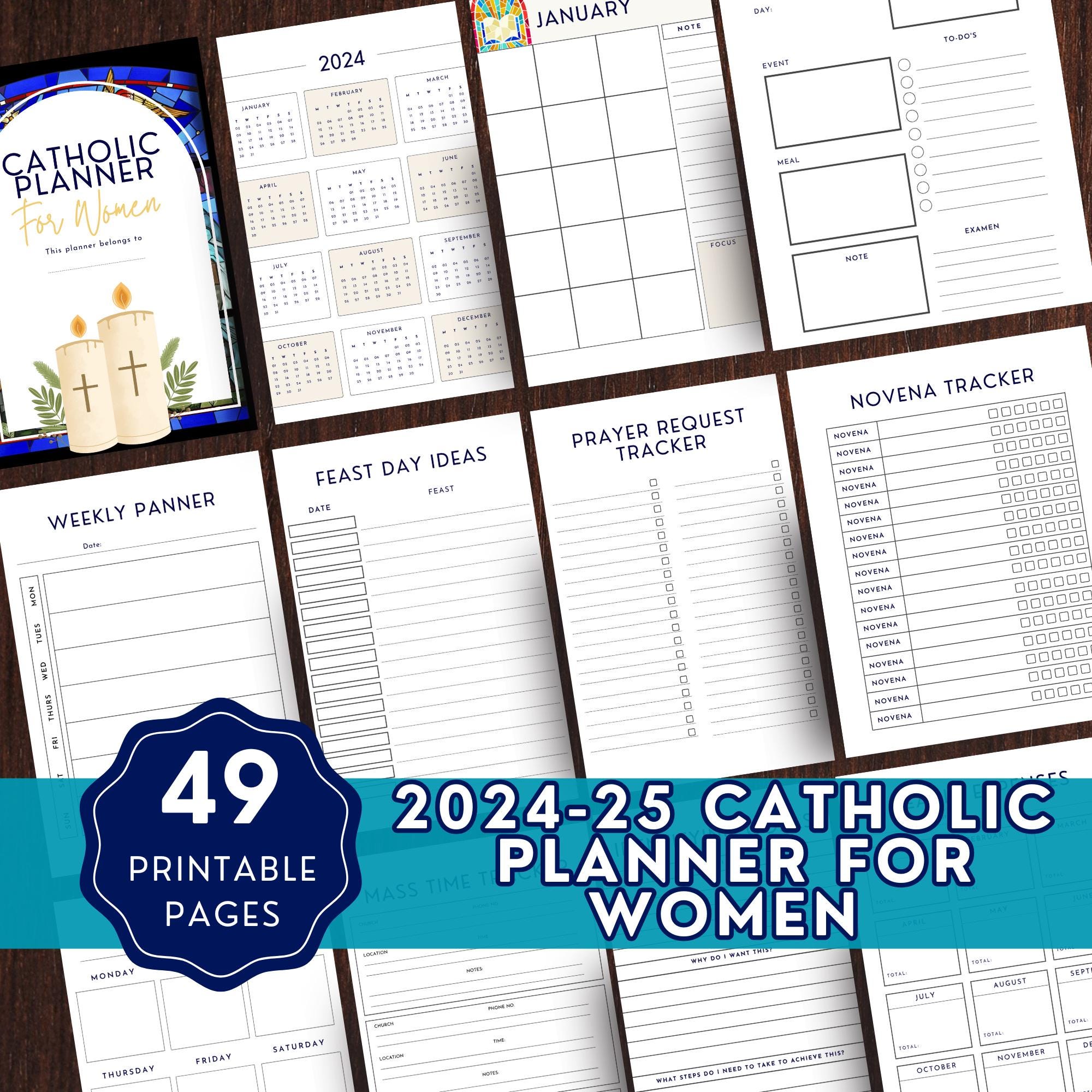 Womens Catholic Planner Printable, 2025 Planner for Women, Novena ...
