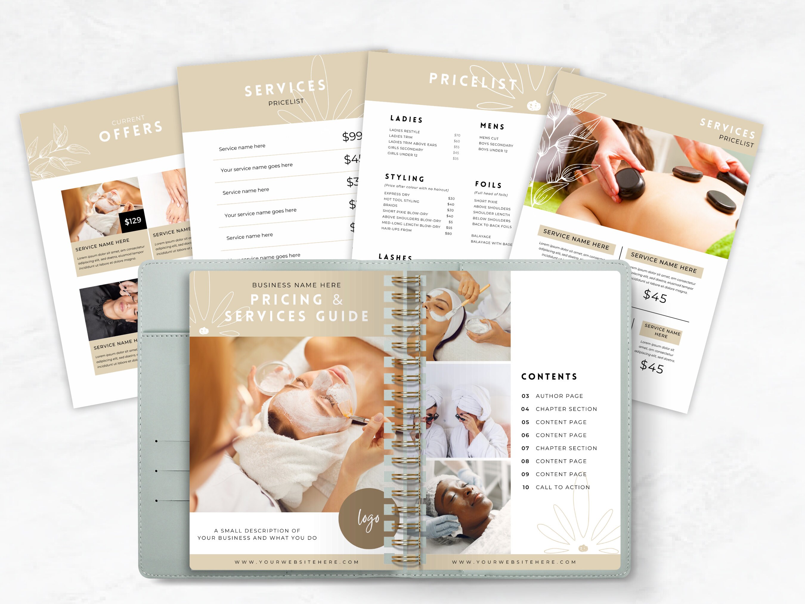 Day Spa Pricing Services Editable Guide, Canva Beauty Spa Price List ...