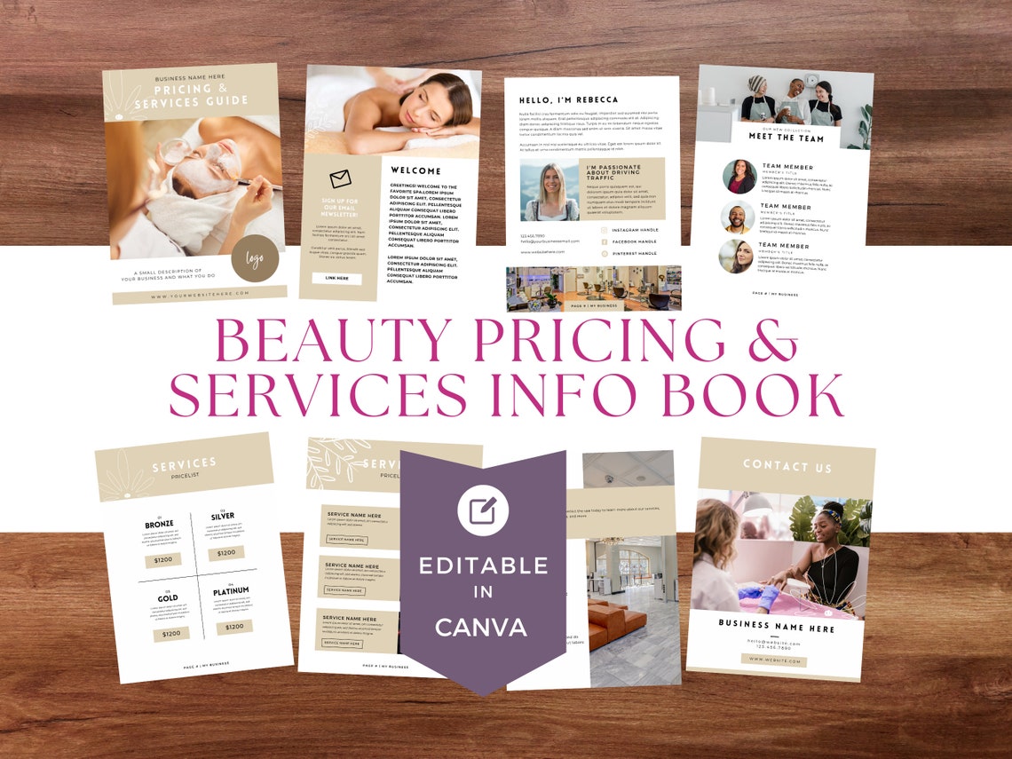 Day Spa Pricing Services Editable Guide, Canva Beauty Spa Price List ...
