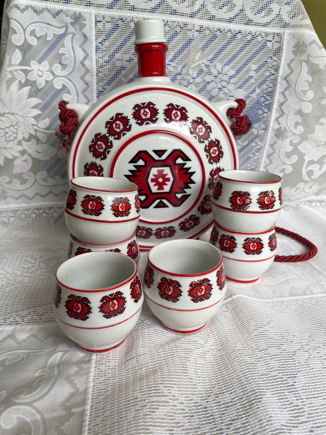 Ex Yugoslavia Zajecar Factory Set of 7 Pieces Bottle and Small Cups for ...