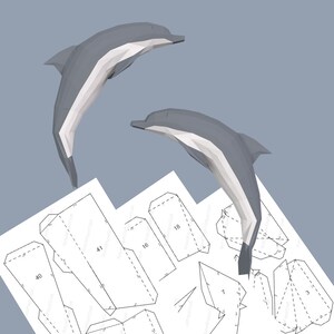 Papercraft Dolphin PDF Template 2 Dolphin Digital Files for - Etsy