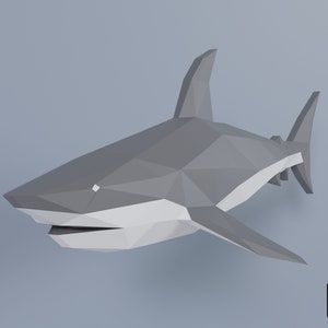 3D Shark Papercraft Wall Art: DIY Origami Sculpture (PDF Template) - Etsy