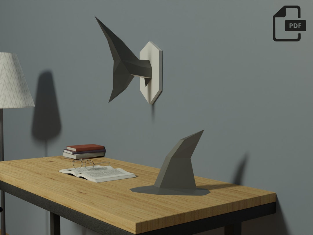 DIY 3D Papercraft Shark Fin Set, imprimible Origami Animal Escultura ...