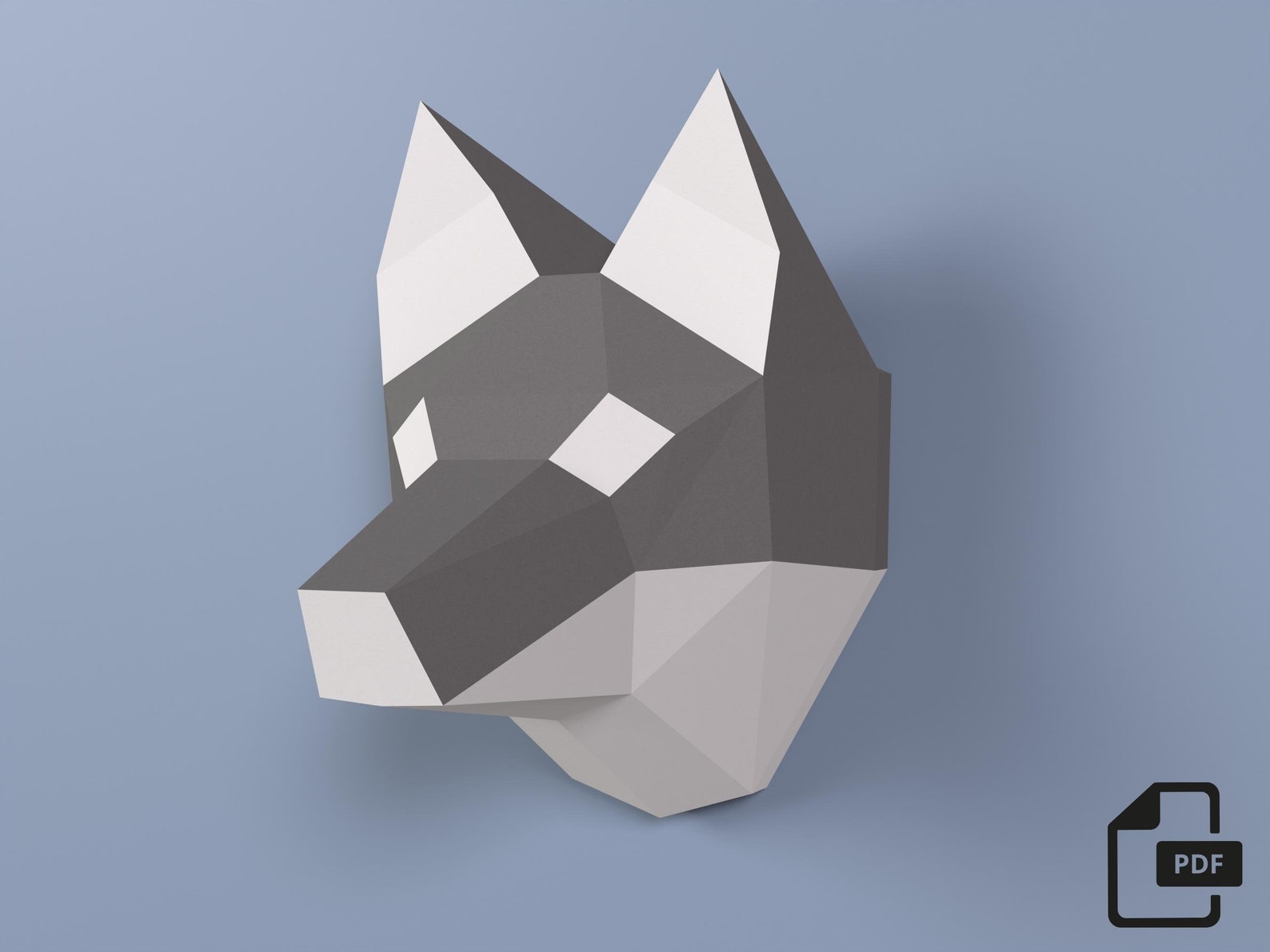 Wolf Head Papercraft Template: DIY 3D Origami Sculpture (PDF Pattern ...