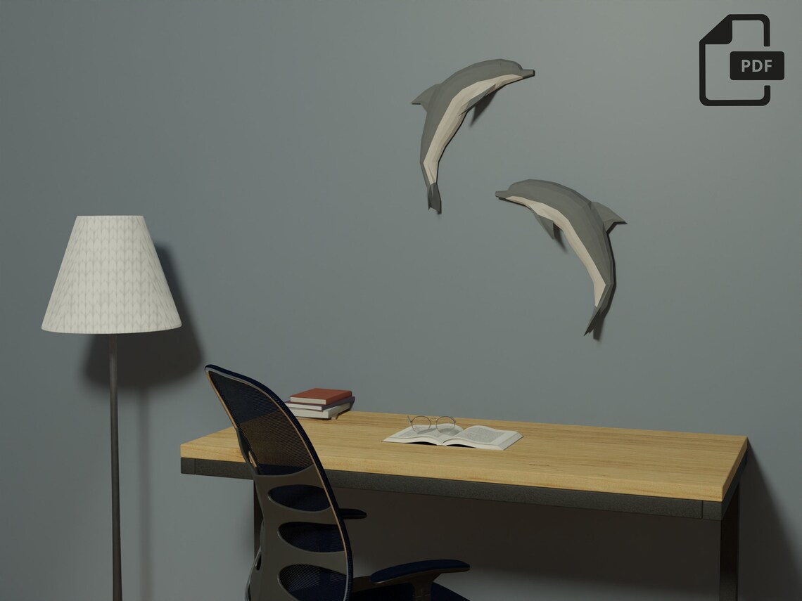 Papercraft Dolphin PDF Template 2 Dolphin Digital Files for - Etsy