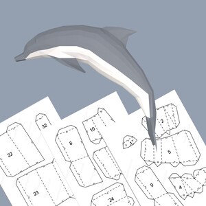 Origami Dolphin Papercraft Template: 3D DIY Sculpture (digital Download ...