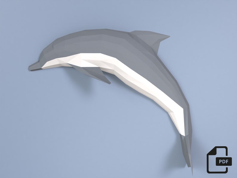 Papercraft Dolphin Origami Template: 3D DIY Wall Art (digital Download ...