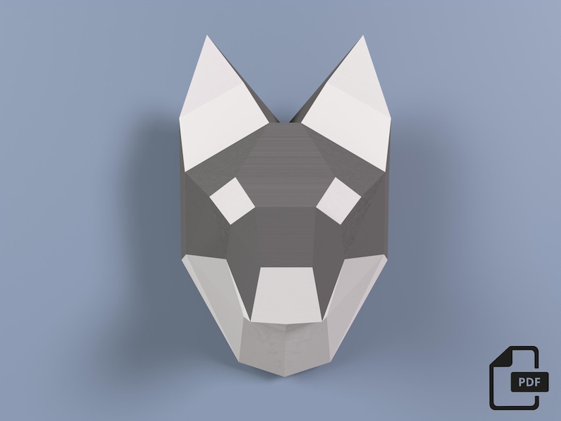 Wolf Head Papercraft Template: DIY 3D Origami Sculpture (PDF Pattern ...