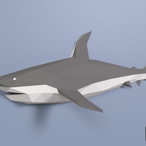 DIY 3D Papercraft Shark Decor Facing Left, Printable Origami Animal ...