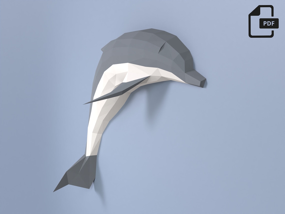 Papercraft Dolphin Origami Template V1 Animal Sculpture - Etsy