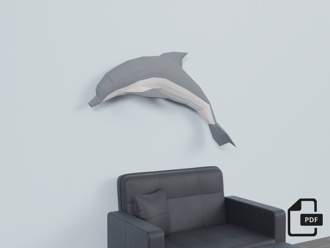 Papercraft Dolphin Origami Template V2 Animal Sculpture - Etsy