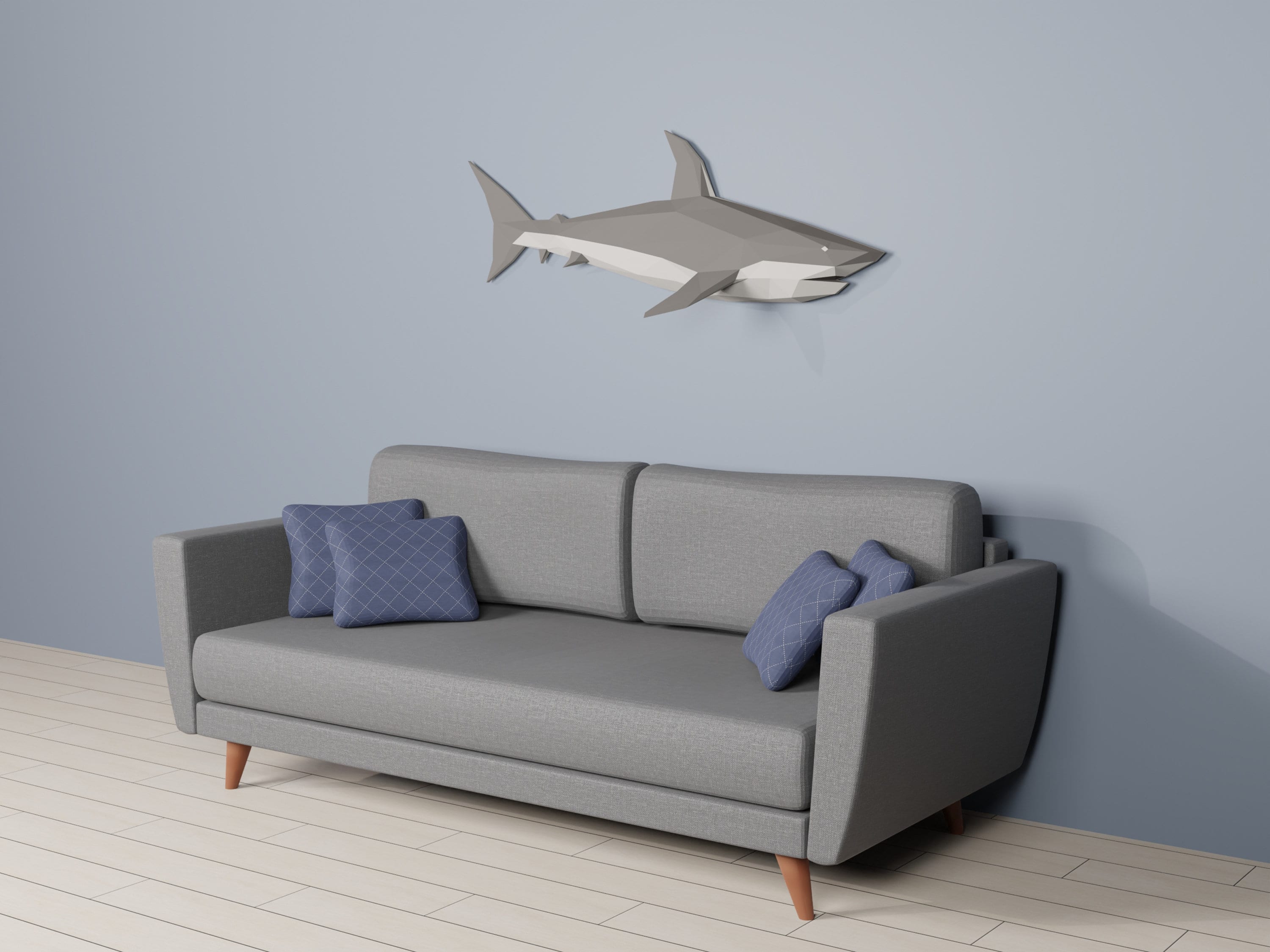 3D Papercraft Shark: DIY Origami Sculpture, Wall Decor (PDF Template ...