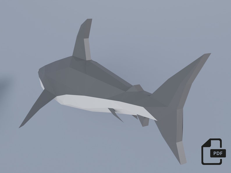 DIY 3D Shark Papercraft Wall Art, Printable Origami Animal Sculpture ...