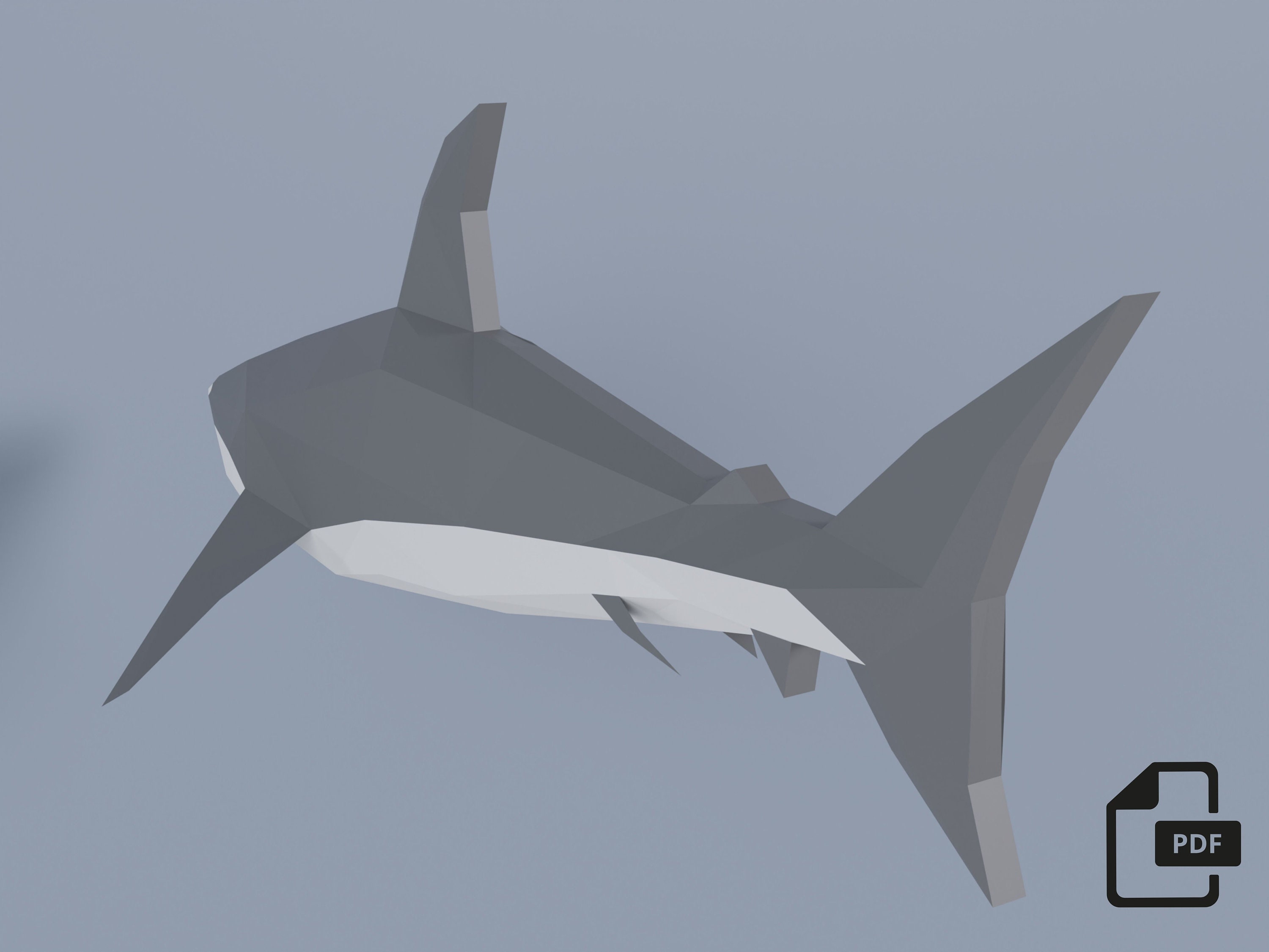 3D Shark Papercraft Wall Art: DIY Origami Sculpture (PDF Template) - Etsy