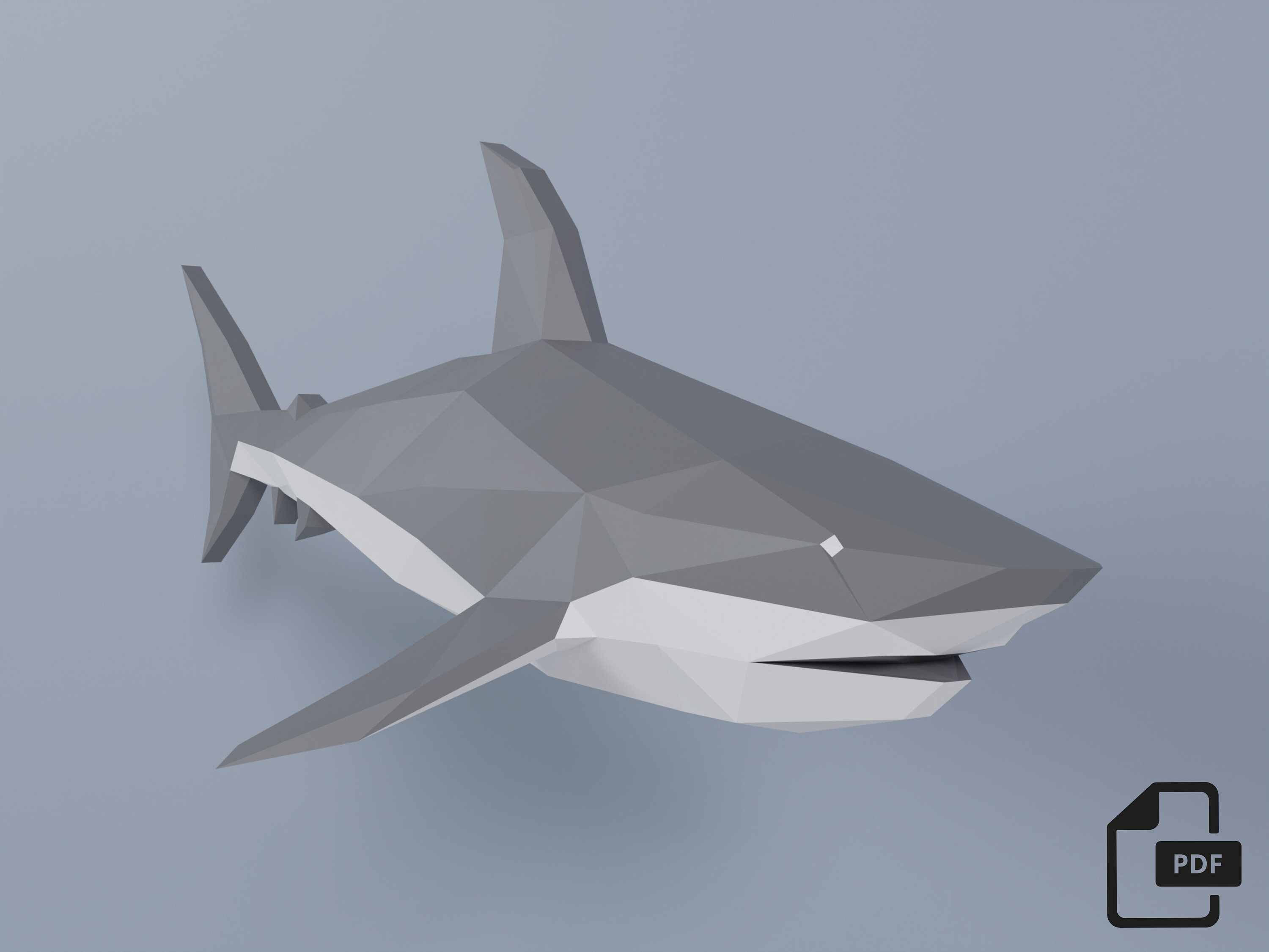 DIY 3D Shark Papercraft Wall Art, Printable Origami Animal Sculpture ...