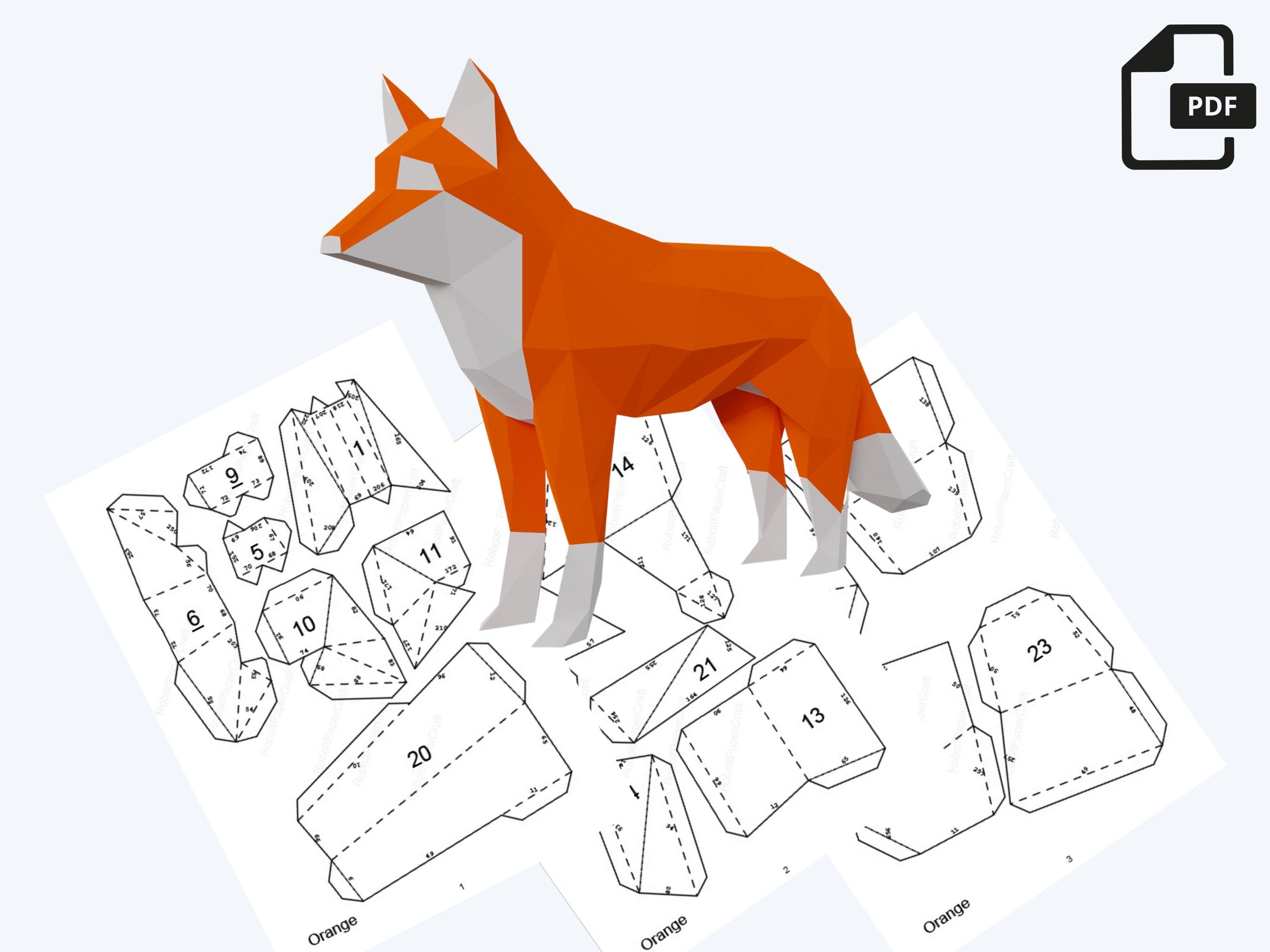 DIY 3D Papercraft Fox, Printable Trophy Origami Animal Sculpture PDF ...