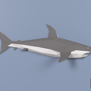 3D Papercraft Shark: DIY Origami Sculpture, Wall Decor (PDF Template ...