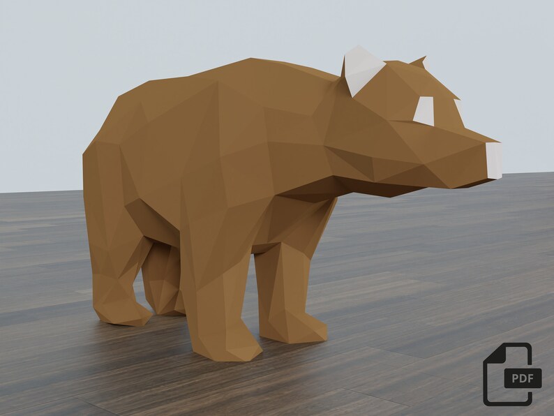 Craft Your Own Bear Papercraft: 3D Paper Art for Home Decor Printable ...