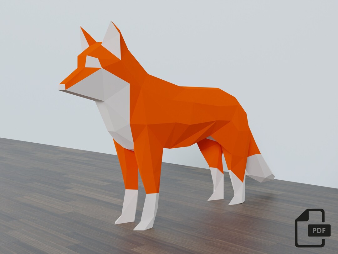 DIY 3D Papercraft Fox, Printable Trophy Origami Animal Sculpture PDF ...