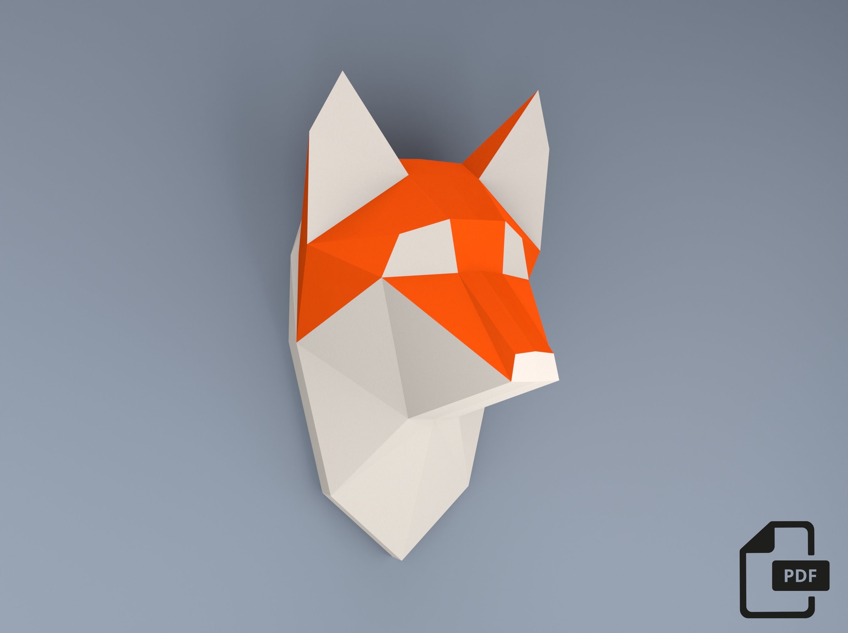 3D Papercraft Fox Head Wall Art: DIY Origami Sculpture (digital ...