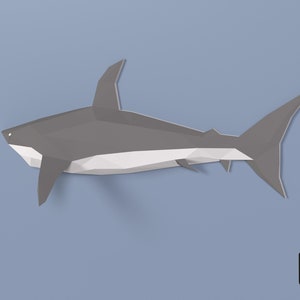 DIY 3D Papercraft Shark Decor Facing Left, Printable Origami Animal ...