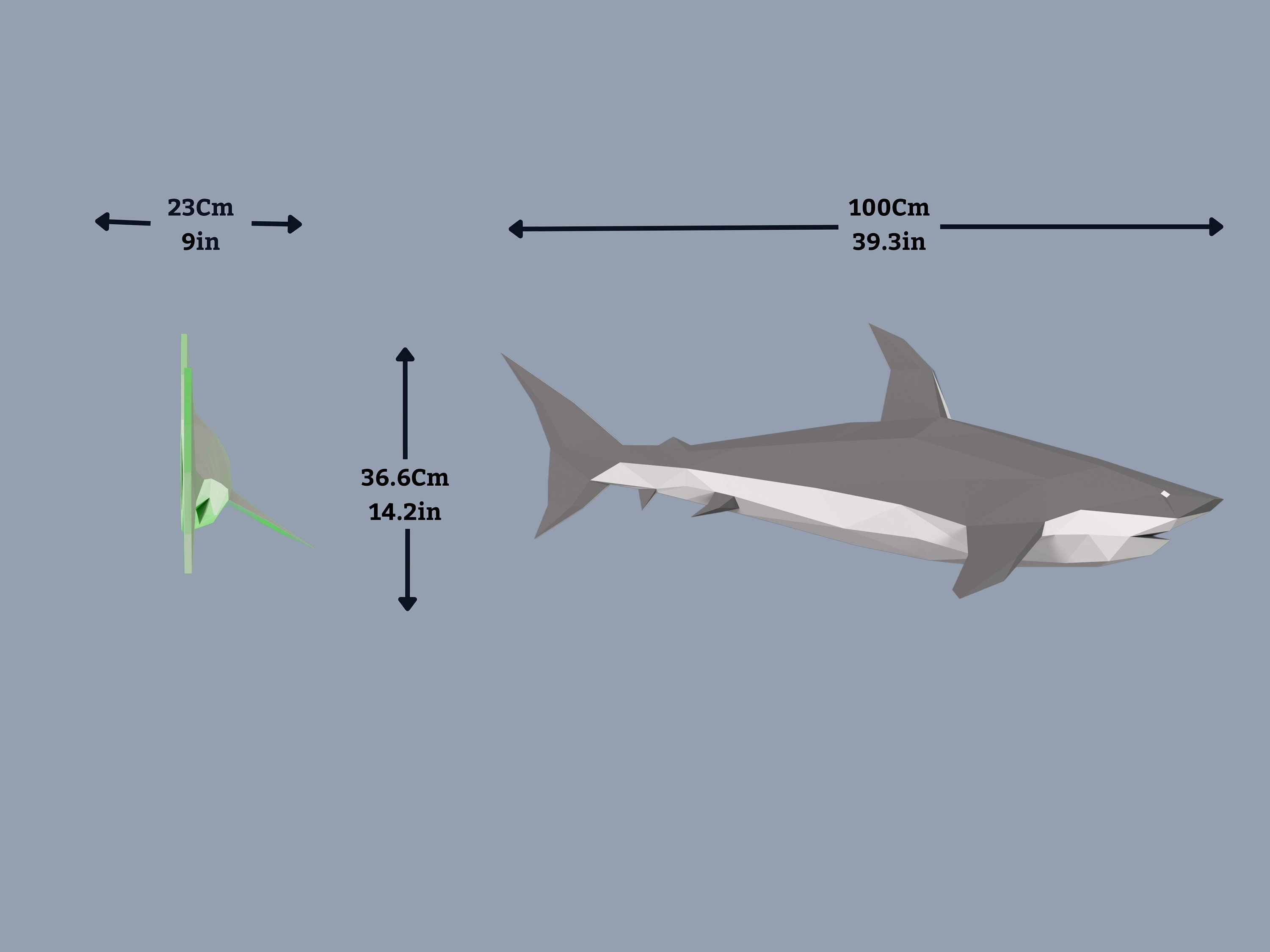 3D Papercraft Shark: DIY Origami Sculpture, Wall Decor (PDF Template ...