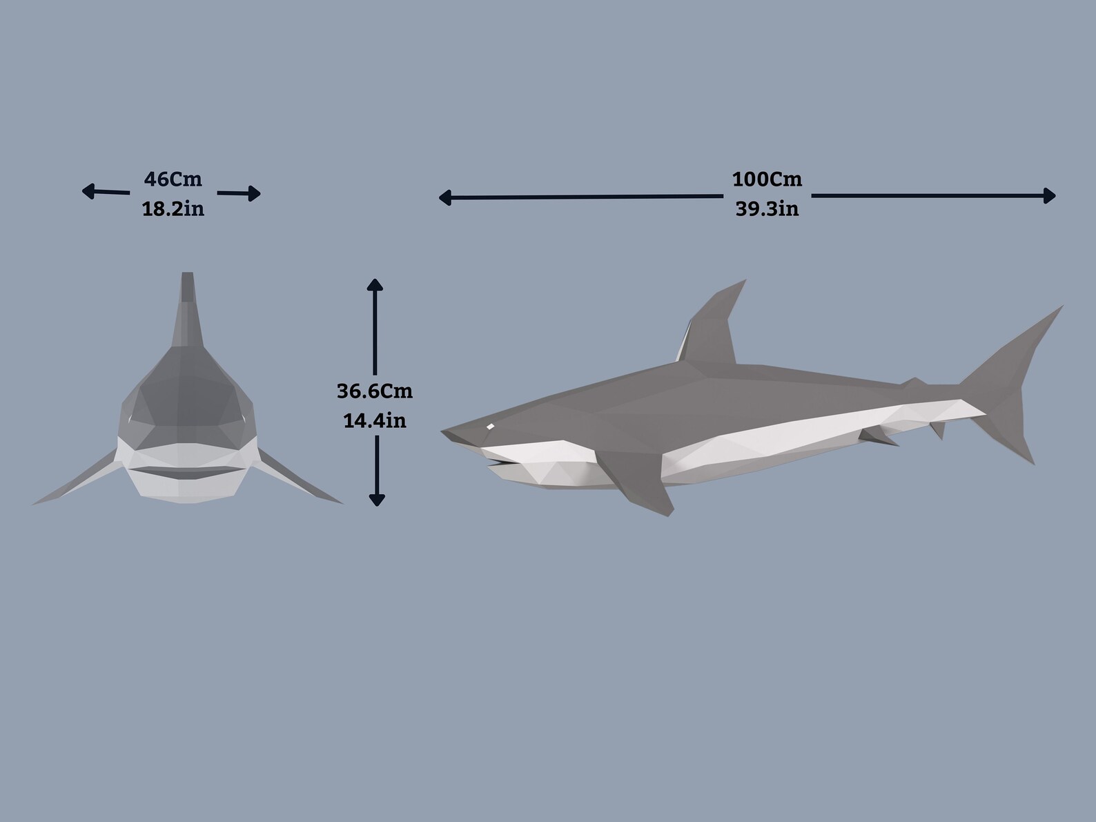 3D Shark Papercraft Wall Art: DIY Origami Sculpture (PDF Template) - Etsy