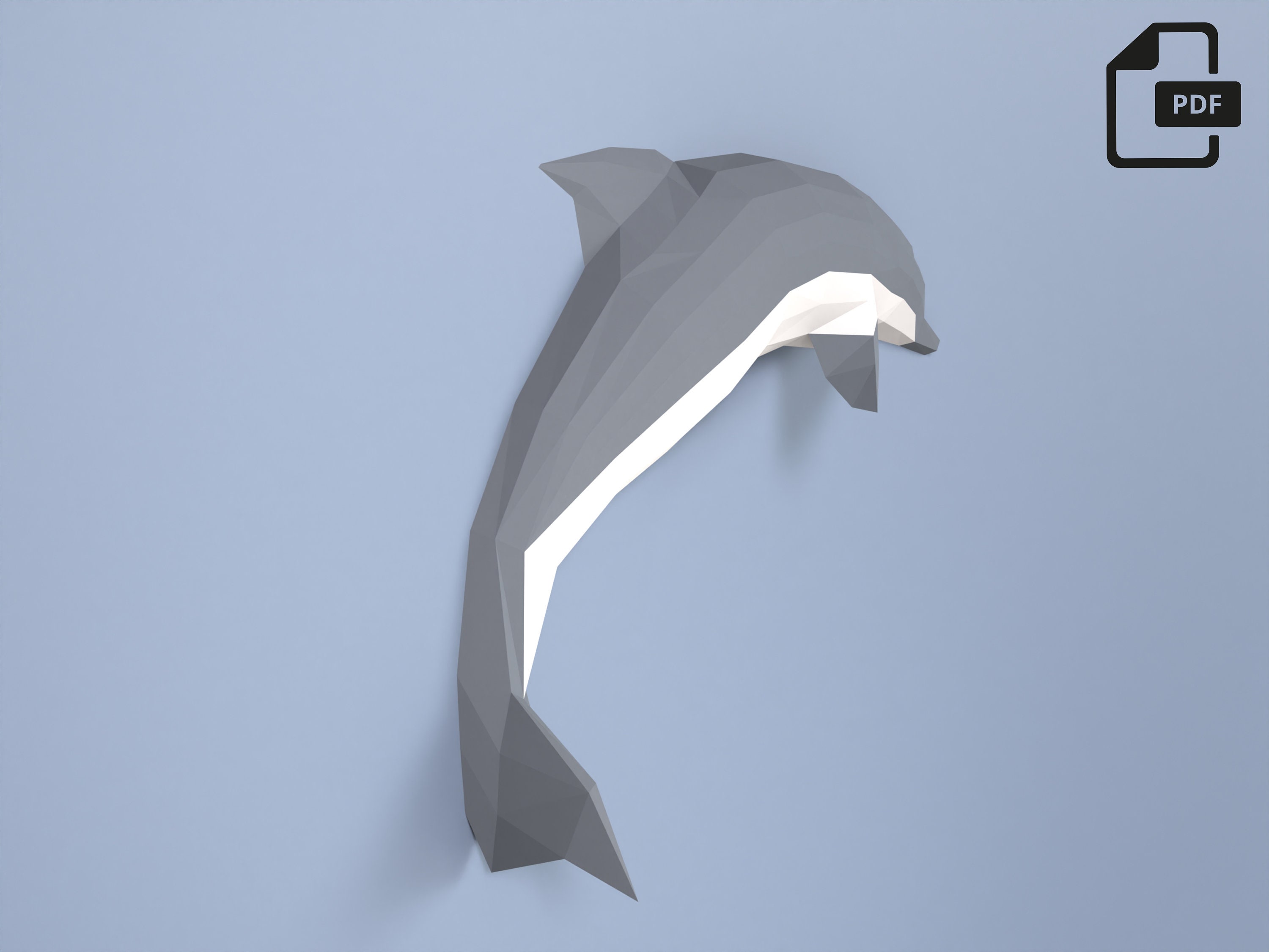 Origami Dolphin Papercraft Template: 3D DIY Wall Art (digital Download ...