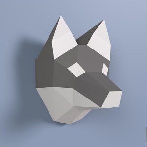 Wolf Head Papercraft Template: DIY 3D Origami Sculpture (PDF Pattern ...
