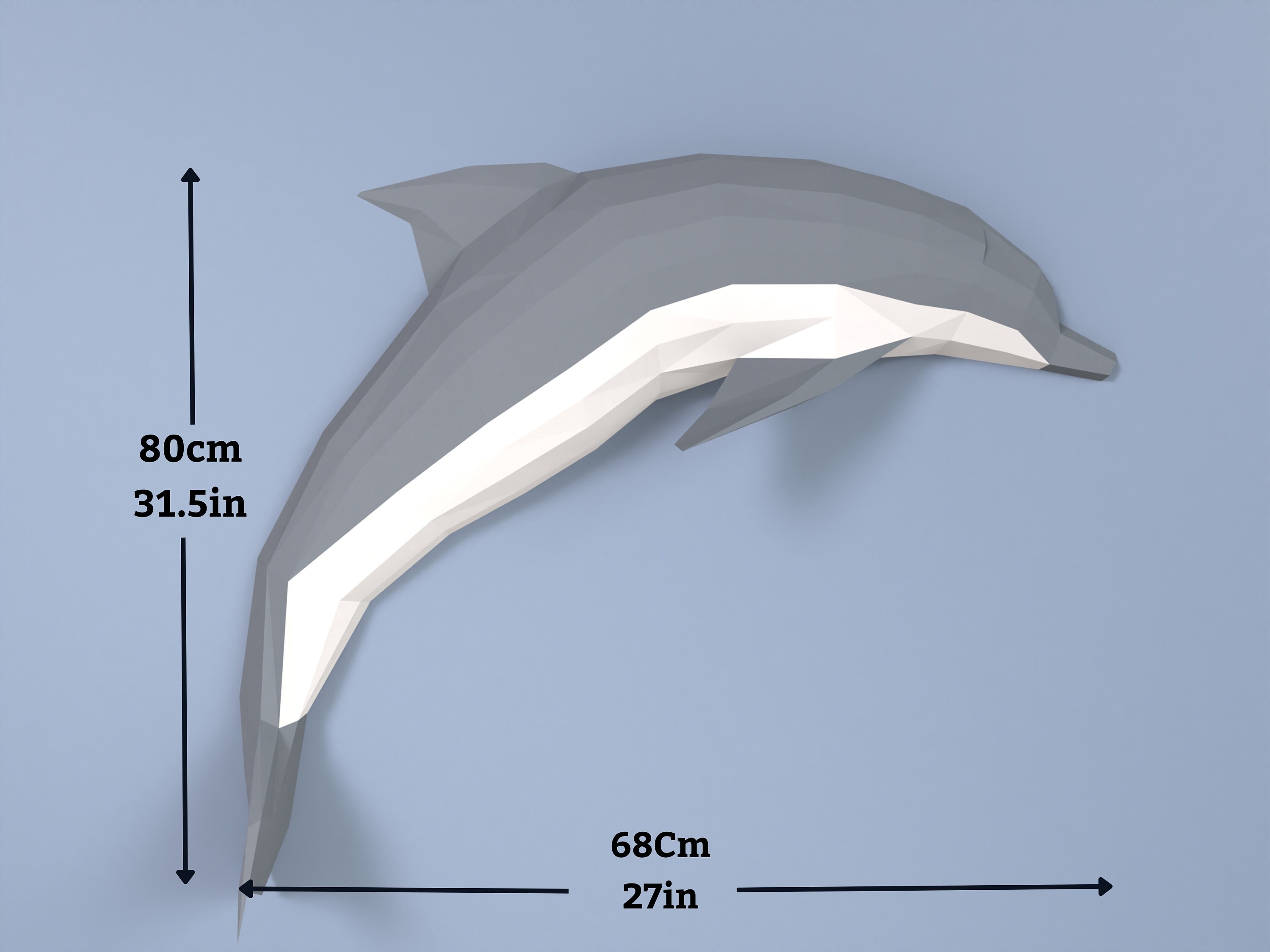 Origami Dolphin Papercraft Template: 3D DIY Wall Art (digital Download ...