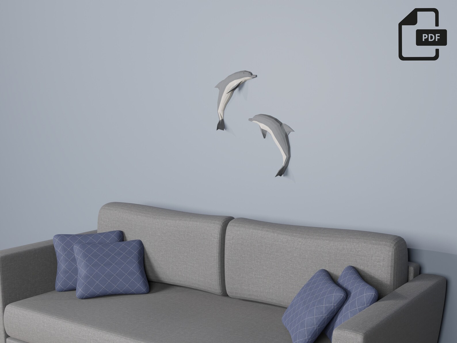 Papercraft Dolphin PDF Template 2 Dolphin Digital Files for - Etsy