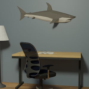 3D Papercraft Shark: DIY Origami Sculpture, Wall Decor (PDF Template ...
