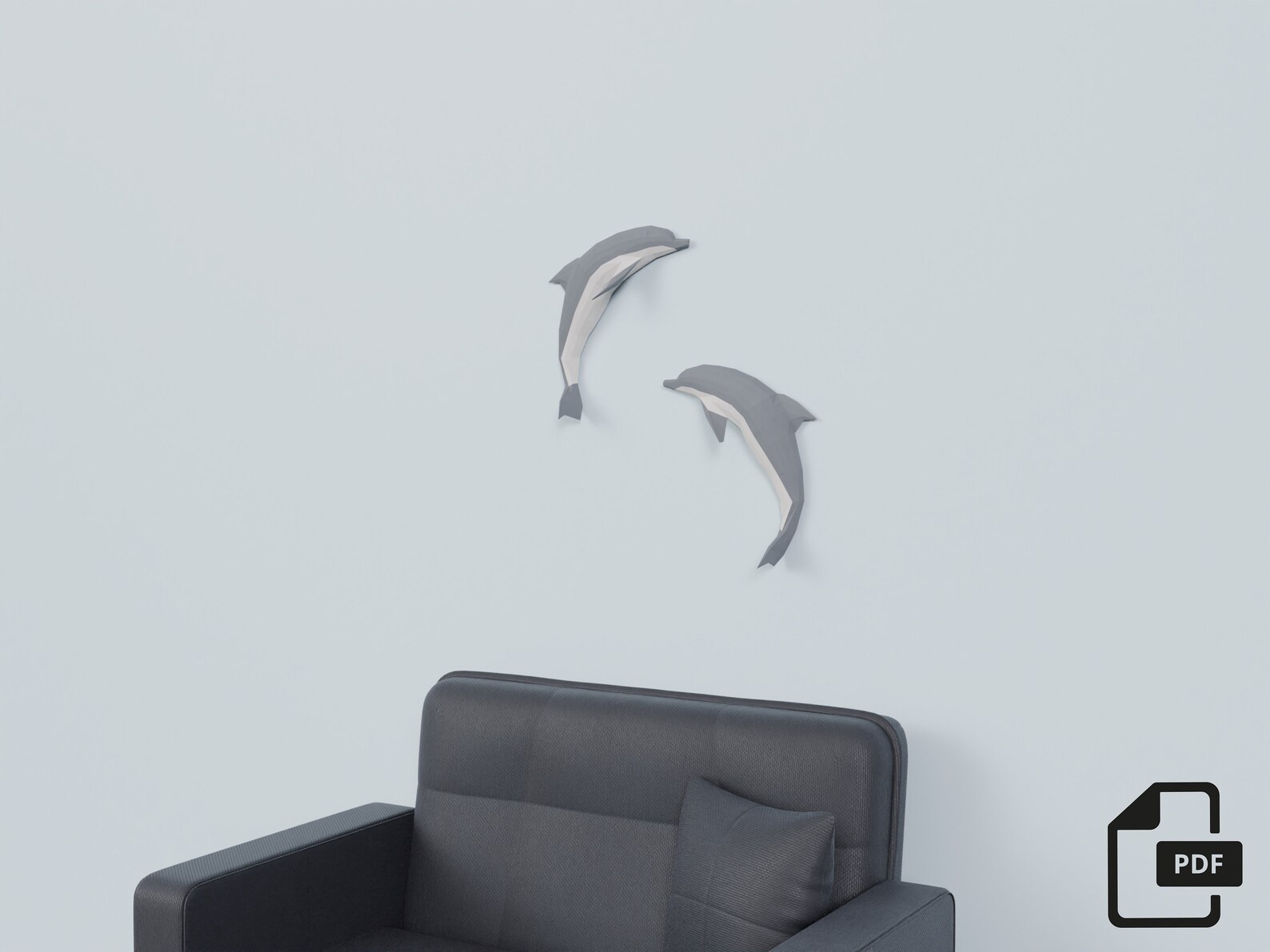Papercraft Dolphin PDF Template 2 Dolphin Digital Files for - Etsy